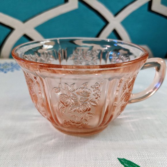 federal glass | Dining | Replacement 93s Pink Cup Sharon Cabbage Rose ...